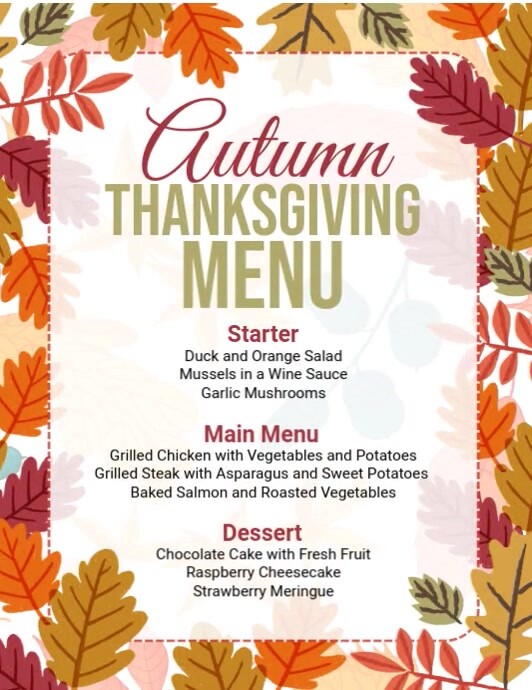 Autumn Thanksgiving Menu Template | PosterMyWall
