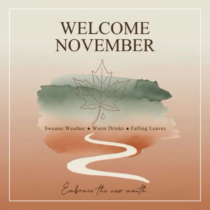 Autumn Watercolor Welcome November Instagram Post Template | PosterMyWall