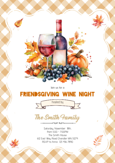 Autumn Wine Party Invitation Template | PosterMyWall