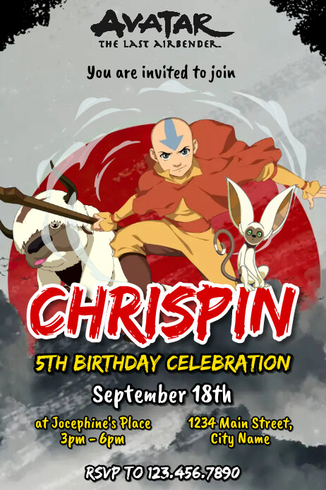 Avatar The Last Air Bender Birthday Template | PosterMyWall