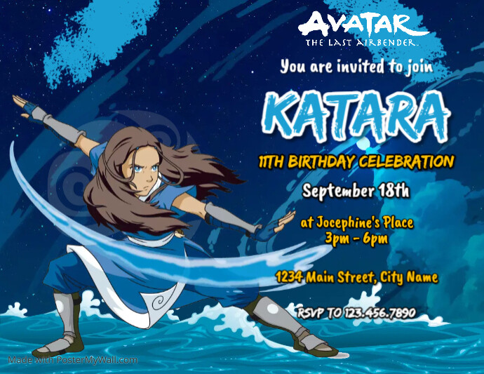 Avatar The Last Air Bender Birthday Template | PosterMyWall