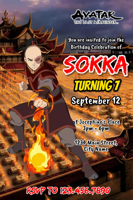 Avatar The Last Air Bender Birthday Template | PosterMyWall