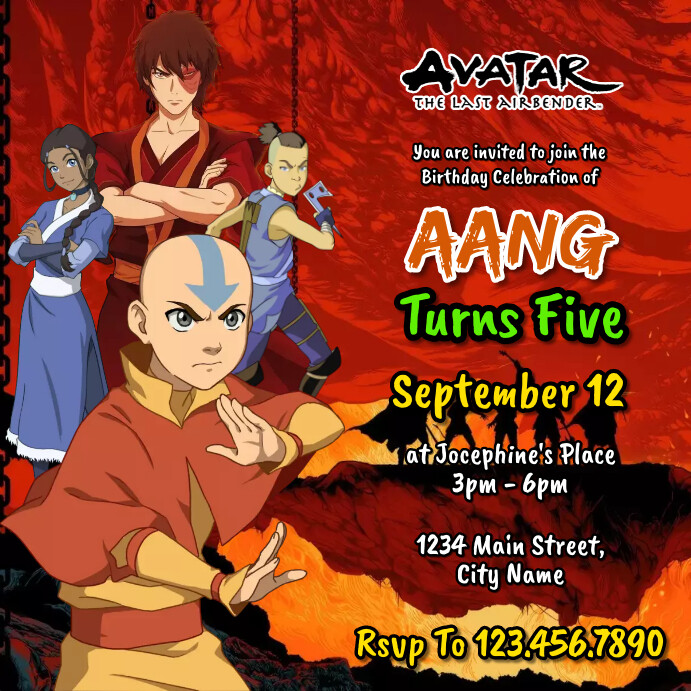 Avatar The Last Air Bender Birthday Template | PosterMyWall