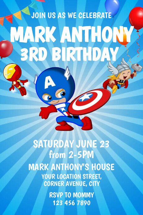 Avengers Captain Birthday Invitation Template | PosterMyWall
