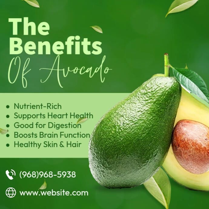 Avocado Benefits Template | PosterMyWall