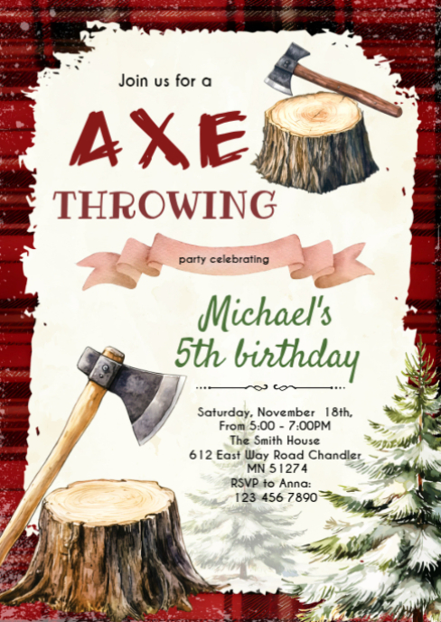 Axe Throwing Birthday Invitation Template | PosterMyWall