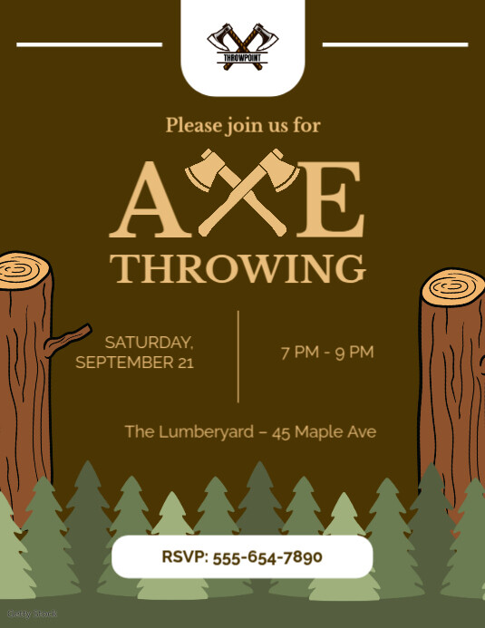 Axe Throwing Party Invitation Brown Template | PosterMyWall