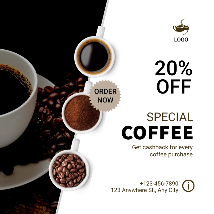 B&W Coffee Promo Instagram Post Template | PosterMyWall