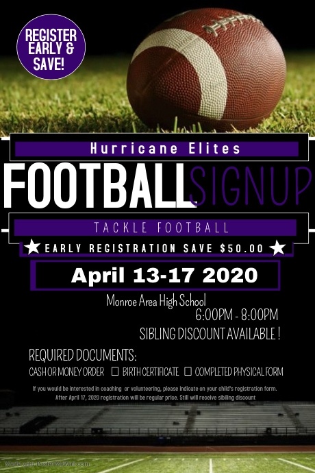 Copy of Copy of Football registration | PosterMyWall