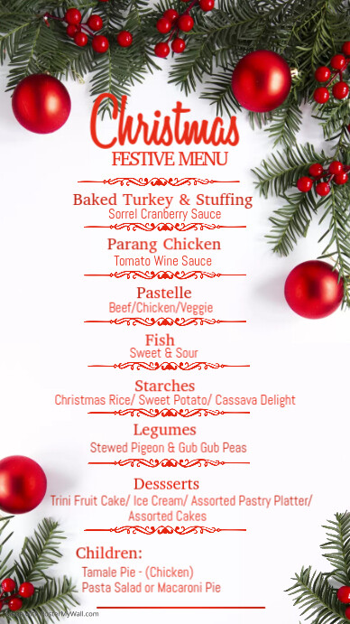 christmas menu, christmas, menu | PosterMyWall