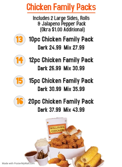 Menu - Chicken Family Packs | PosterMyWall