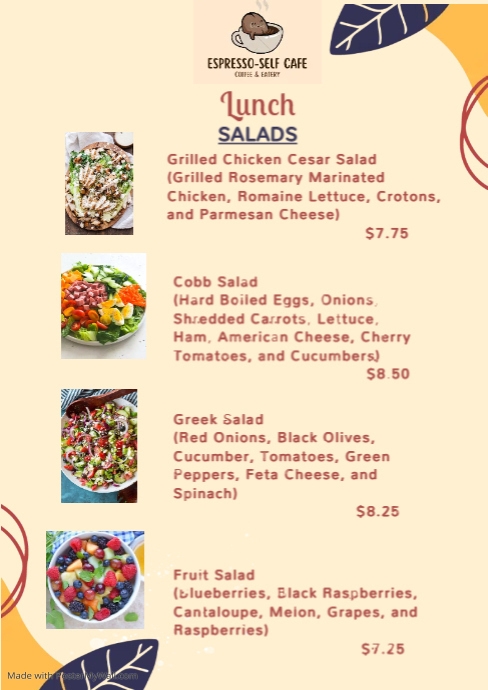 ESC Lunch Salad Menu | PosterMyWall