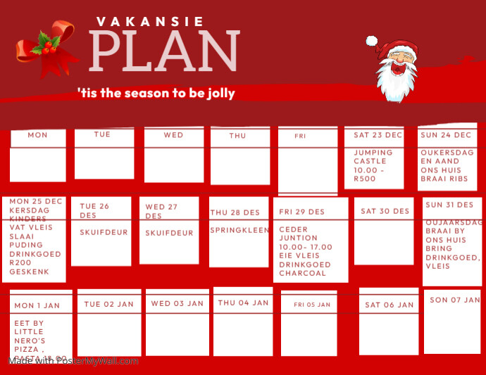 Holiday Weekly Planner | PosterMyWall