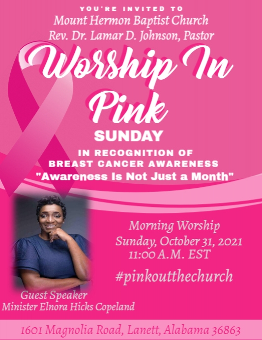 Mount Hermon Pink Ribbon Sunday Breast Cancer Awareness | PosterMyWall