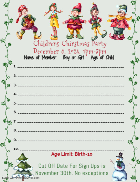 Christmas Sign-Up Sheet | PosterMyWall