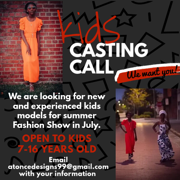 Copy of Copy of Kids Casting Call Poster | PosterMyWall