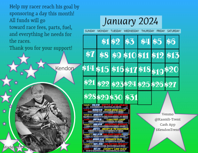 Sponsor A Day Calendar | PosterMyWall