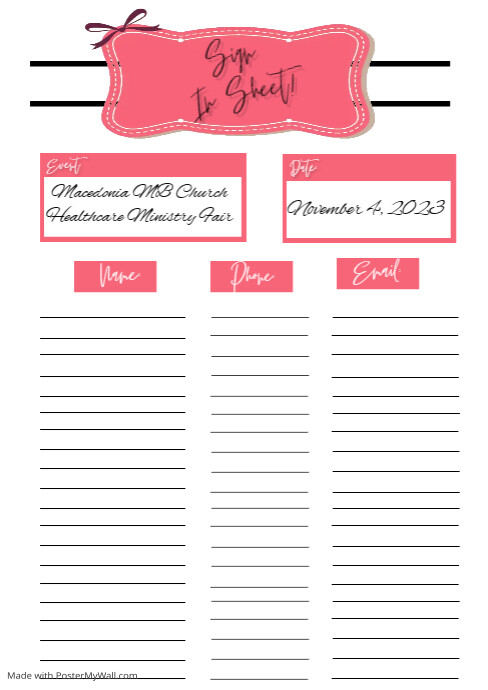 Healthcare Fair Sign up Sheet | PosterMyWall
