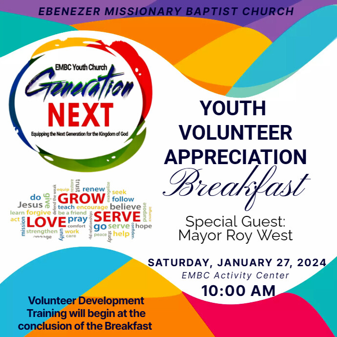 GenNext Volunteer Breakfast flyer Final | PosterMyWall