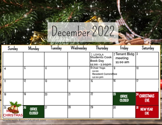 December 2022 Calendar | PosterMyWall