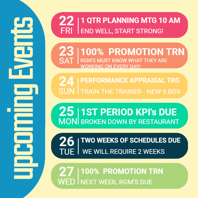 Upcoming Events Instagram | PosterMyWall