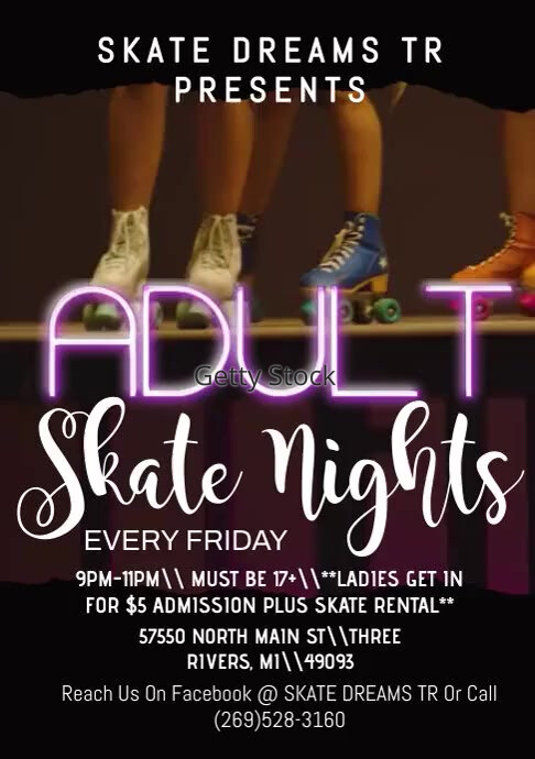 Adult Skate Nights Template Flyers | PosterMyWall