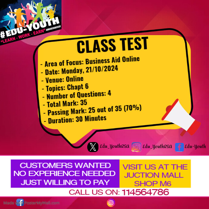 Copy of Class Test (BA) | PosterMyWall