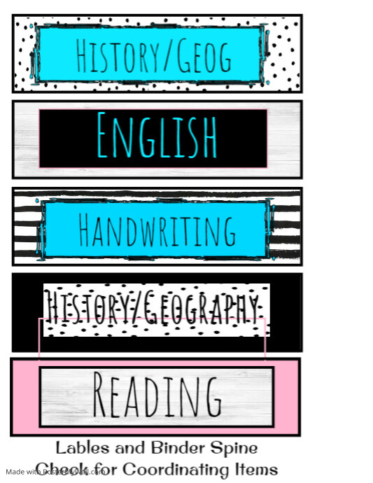 Pink Farmhouse Teacher Lables and Binder Spin (3) | PosterMyWall