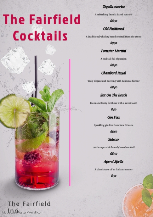 Cocktails Menu | PosterMyWall