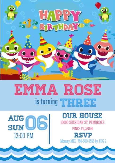 Baby Shark Birthday Invitation | PosterMyWall