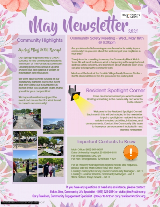 Copy of Copy of May Newsletter Watercolor Floral Calendar | PosterMyWall