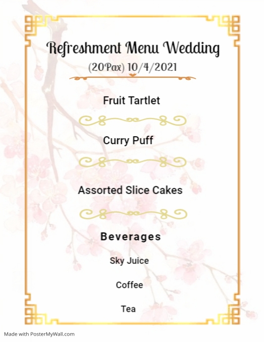 Refreshment Menu Wedding | PosterMyWall