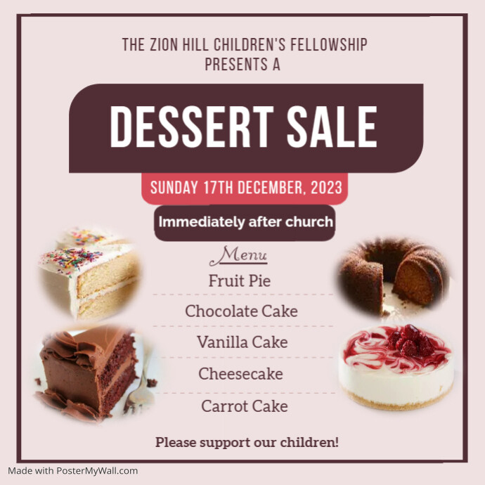 Children Fellowship Dessert Flyer | PosterMyWall