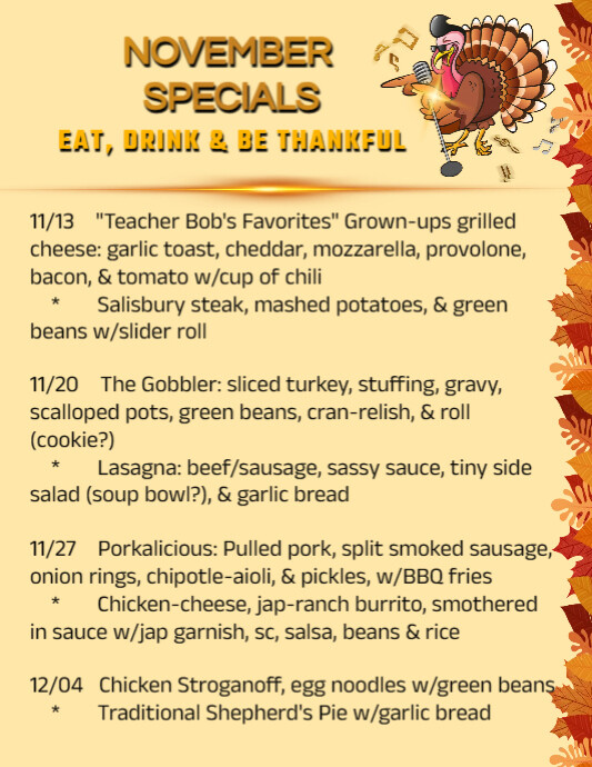 Copy of November Specials | PosterMyWall