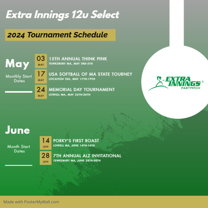 12u Select Tourney Schedule | PosterMyWall