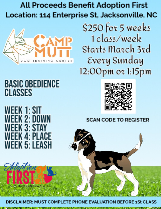 Copy of dog training obedience classes flyer | PosterMyWall