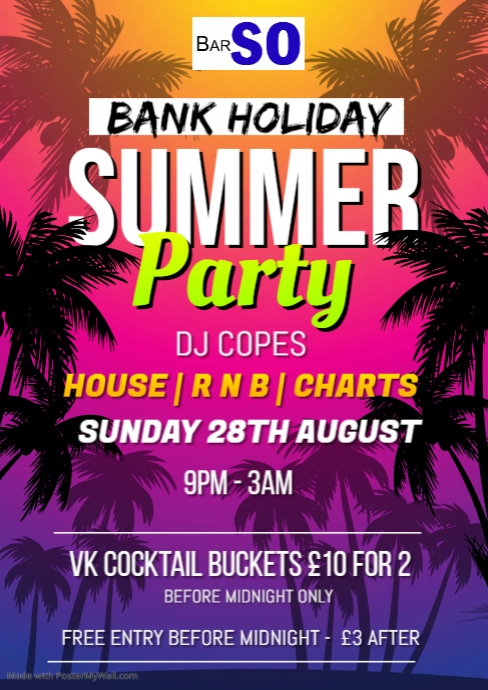 Summer Bank Holiday Party A4 | PosterMyWall