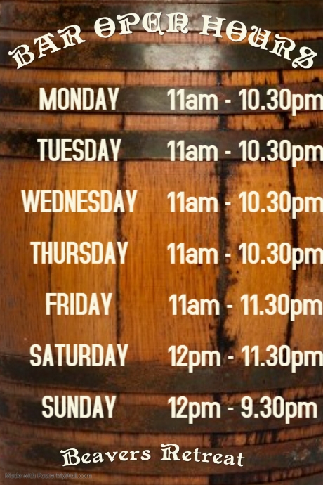 Copy of Bar Open Hours | PosterMyWall