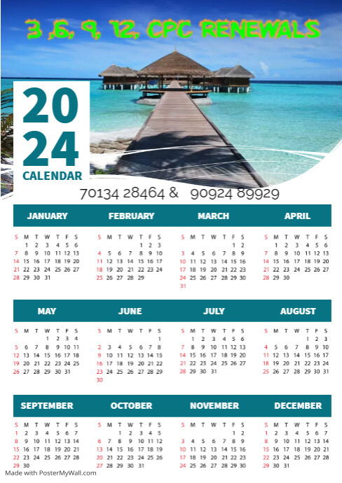 2024 printable calendar design | PosterMyWall