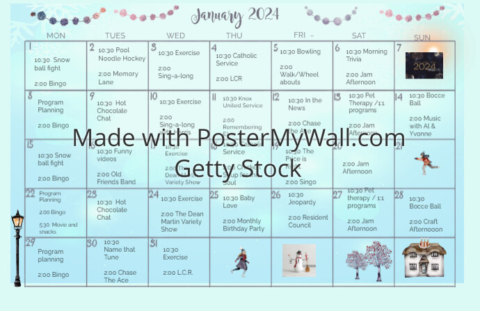 January 2024 Calendar Template Printable | PosterMyWall