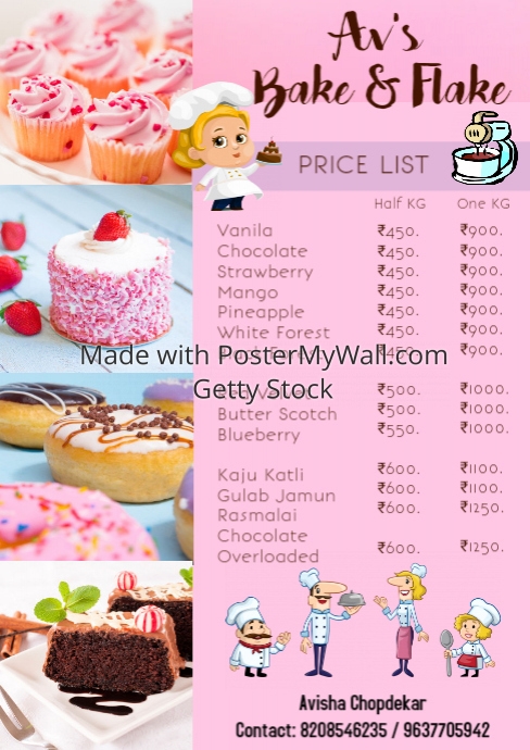 Copy of Bakery Price Pricing List Menu Offers Card | PosterMyWall