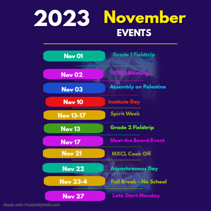 Nov Upcoming Events-1 16:9 | PosterMyWall