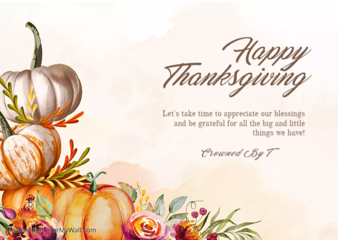 Orange Autumn Happy Thanksgiving Card | PosterMyWall