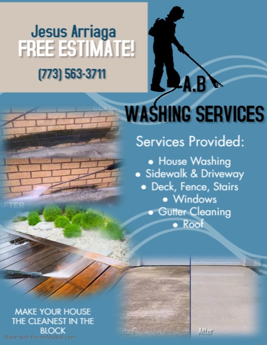 Pressure Washing Flyer Roof Sidewalk Cleaning | PosterMyWall