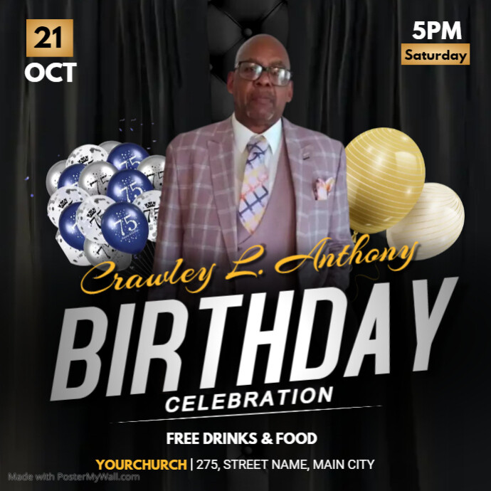 pastor birthday party | PosterMyWall