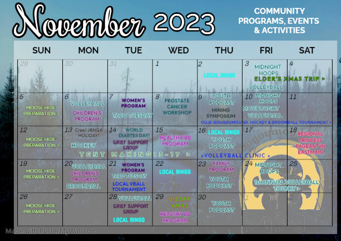 Printable calendar template 2023 november | PosterMyWall