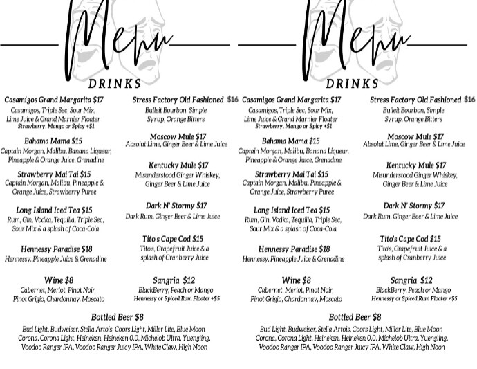 Tent Drink Menu Printout (2) | PosterMyWall