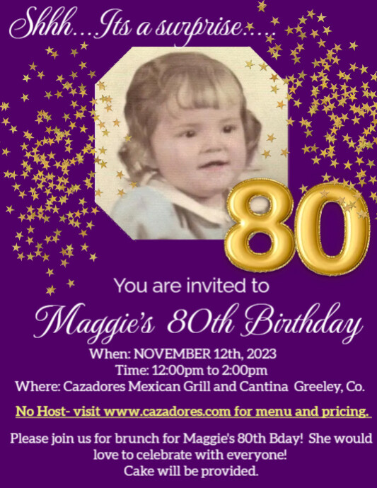 80th birthday invitation | PosterMyWall