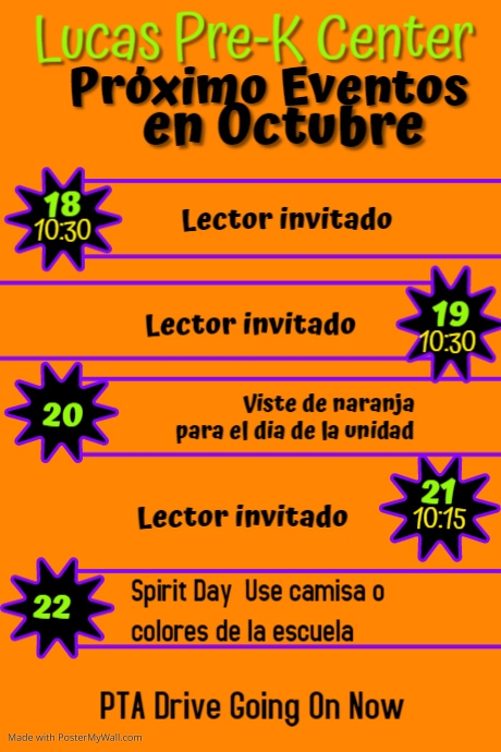 Copy of Copy of October Upcoming Events Calendar | PosterMyWall