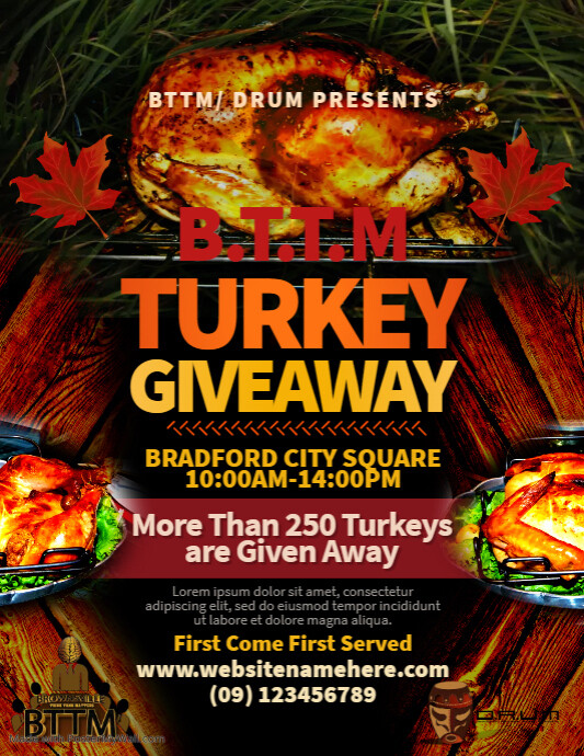 Thanksgiving Turkey Giveaway Flyer | PosterMyWall